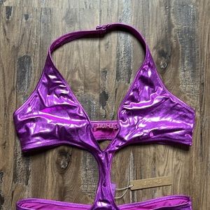 SKIMS | Swim | Skims Metallic Halter Monokini Bathing Suit | Poshmark